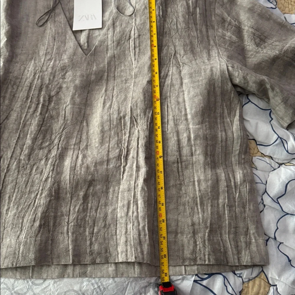 Zara | Tops | Zara Linen Vneck Top In Light Gray | Poshmark